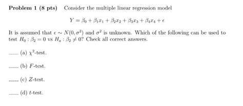 Solved Problem Pts Consider The Multiple Linear Chegg