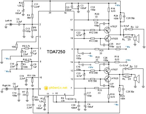 TDA7250 + KT825, KT827 amplifier circuit Phoenix-P400 | Усилитель ...