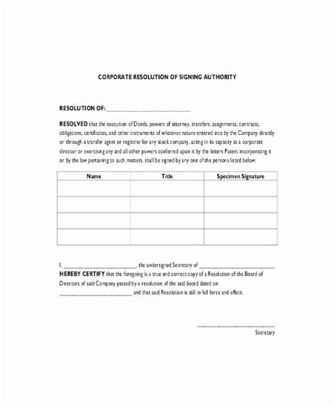 Corporate Resolution Authorized Signers Template Shooters Journal
