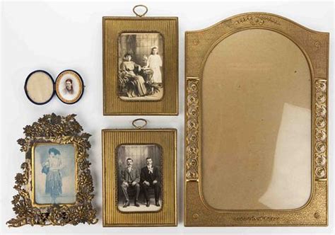 Assorted Antique Brass Frames And Photographs Lot Of Five Sold At