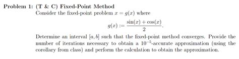 Solved Oblem T C Fixed Point Method Consider The Chegg Com
