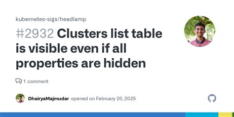 Clusters List Table Is Visible Even If All Properties Are Hidden