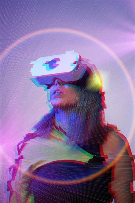 Woman Is Using Virtual Reality Headset Concept Of Virtual Augmented