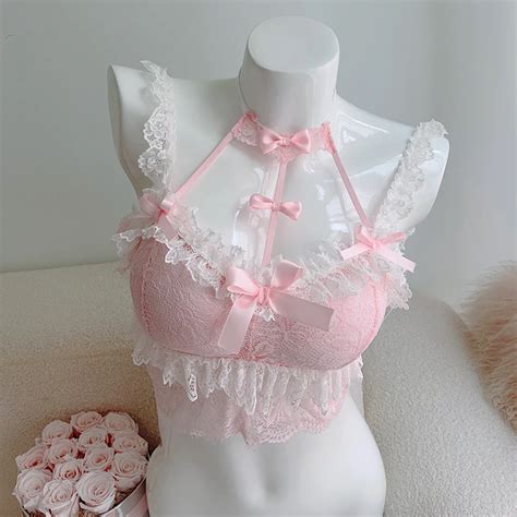 귀여운 레이스 자르기 탑 여성 여름 리본 장식 로리타 스타일 달콤한 소녀용 자른 카와이 옷 AliExpress