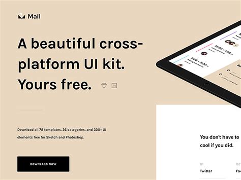 Mail Free UI Kit For Sketch And Photoshop Theme UI