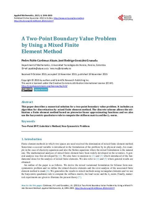 Pdf A Two Point Boundary Value Problem By Using A Mixed Finite