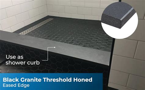 Thresholdshop 48 Inch Shower Curb Top Black Granite Honed Threshold