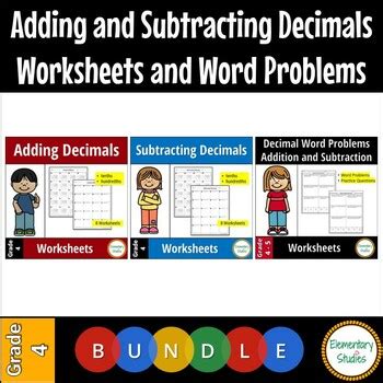 Adding And Subtracting Decimals Worksheets And Word Problems Bundle