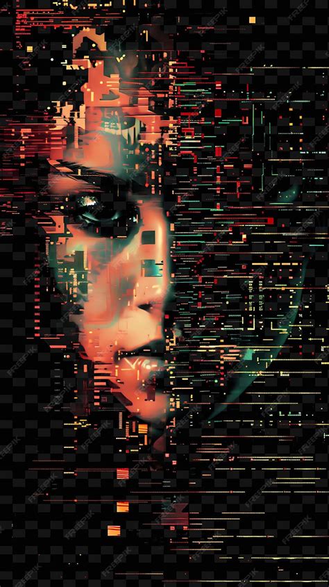 Premium Psd Png Ascii Art Glitch With Text Based Graphics Digital Symbols An Illustration