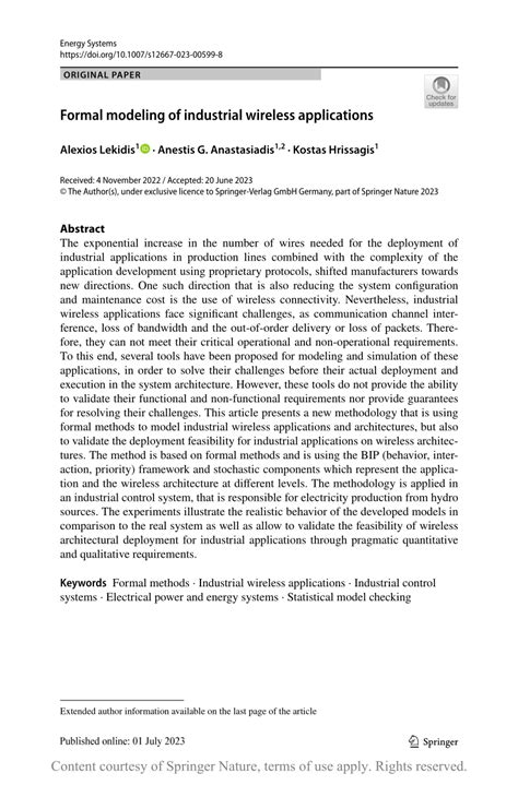 Formal Modeling Of Industrial Wireless Applications Request Pdf