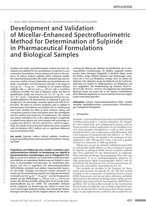Pdf Development And Validation Of Micellar Enhanced Spectrofluorimetric Method For
