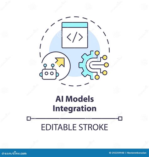 Colorful Thin Line Icon Ai Models Integration Concept Stock Illustration Illustration Of