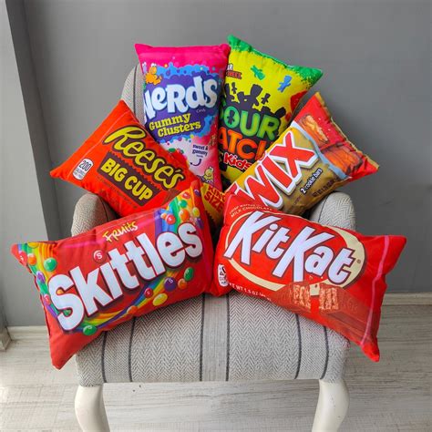 Candyandchips Pillows Twix Nerds Skittles Sourpatch Pillow Funny Novelty Food Pillow For Cars