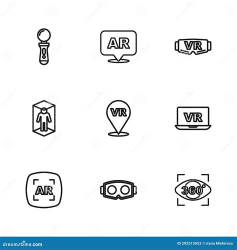 Set Line Virtual Reality Glasses Degree View VR Controller Game Augmented AR And D