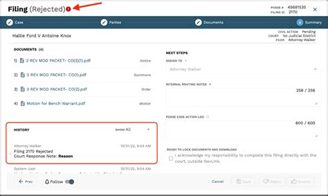Rework Rejected Filings GovLink Support