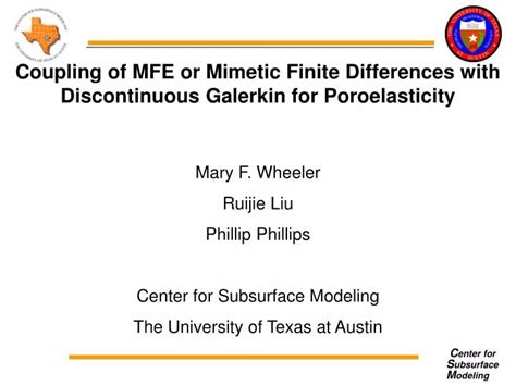 Ppt Coupling Of Mfe Or Mimetic Finite Differences With Discontinuous Galerkin For
