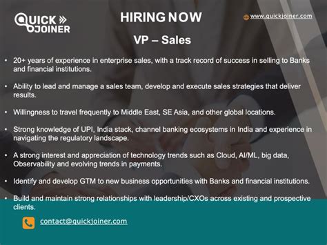 Hiring Vp Sales In Mumbai Apply Here G7cghbst Om