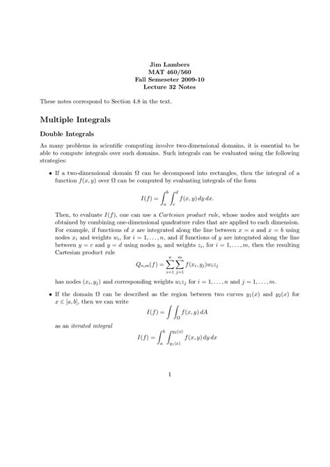 Double Integrals In Higher Dimensional Domain Mat 460 Docsity