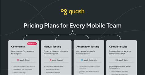 quash pricing flexible plans for manual and automated qa