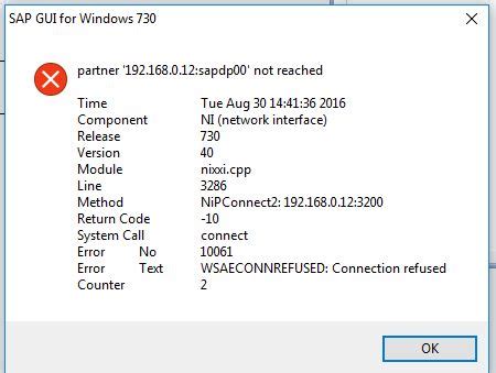 Solved SAP GUI Error Partenr Sapdev Sapdp N SAP Community