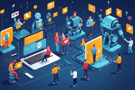 Premium Photo Social Media Bots Vector Illustration Fake Accounts In