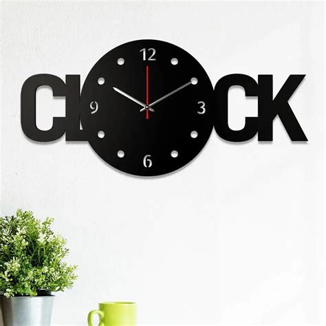 Clock Text Shape Wooden Wall Clock WallMantra