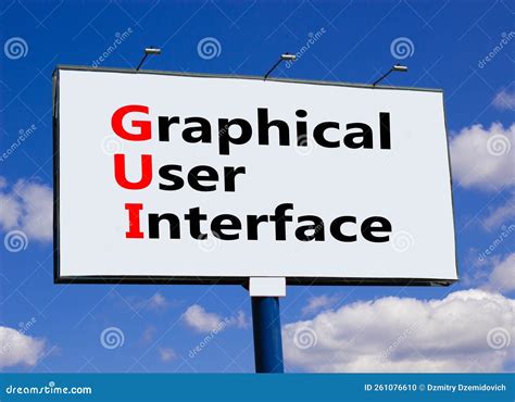 gui graphical user interface symbol concept words gui graphical user interface on billboard on