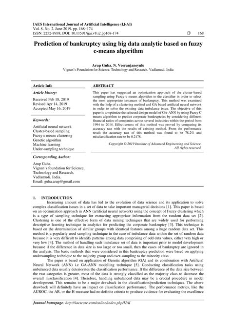 Pdf Prediction Of Bankruptcy Using Big Data Analytics Based On Fuzzy