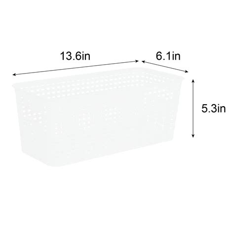 Bright White Rectangle Narrow Crossover Weave Storage Basket 5l