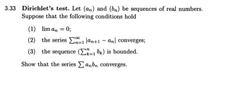 Solved Dirichlet S Test Let An And Bn Be Sequences Chegg Com