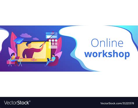 Online Workshop Concept Banner Header Royalty Free Vector
