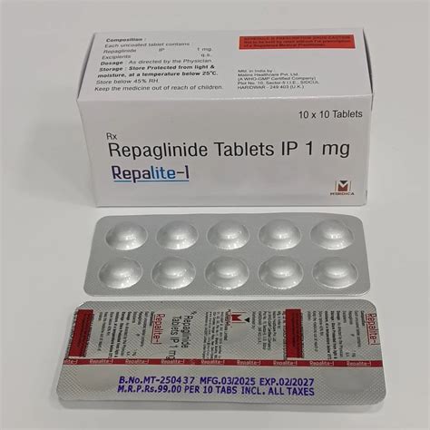 Repaglinide Tablets Ip 1 Mg Repalite 1 At ₹ 990box Repaglinide