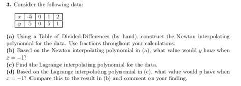 Solved Consider The Following Data A Using A Table Of Chegg