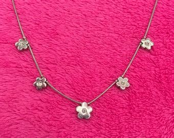 Lia Sophia Long Silver Tone Necklace With Crystals Etsy