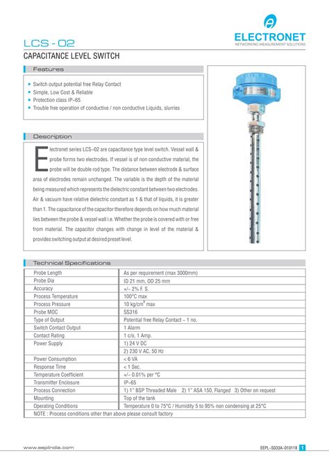 Capacitance Level Switch Lcs 02 Pdf