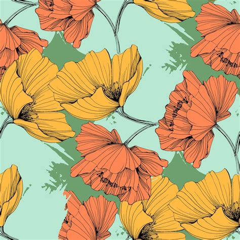 Premium Vector Poppy Seamless Pattern