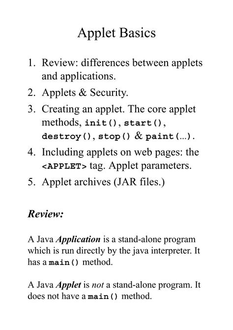 Applet Basics ECE Babe Information