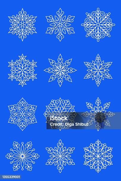 눈송이 실루엣 페이퍼 컷 벡터 컬렉션 템플릿입니다 플랫 스타일 디자인 요소 0명에 대한 스톡 벡터 아트 및 기타 이미지 0명 12월 1월 Istock