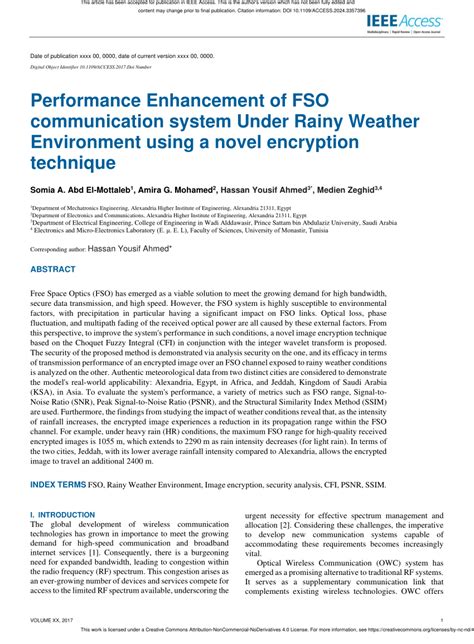 Pdf Performance Enhancement Of Fso Communication System Under Rainy Weather Environment Using