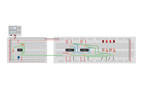 circuit design 555 timer 4 bit counter tinkercad