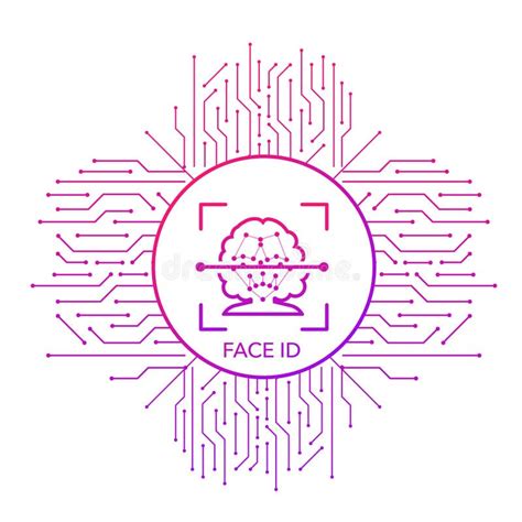 Digital Face Identification System Concept Illustration Vector Stock