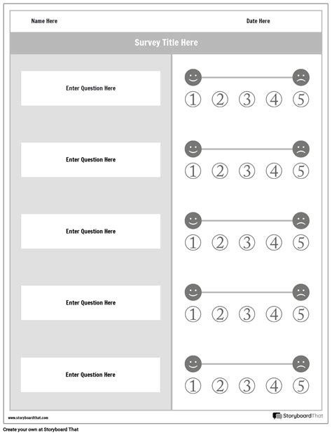 Simple Rating Scale Based Survey Worksheet Storyboard