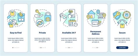 Premium Vector Using Post Office Boxes Benefits Onboarding Mobile App Screen