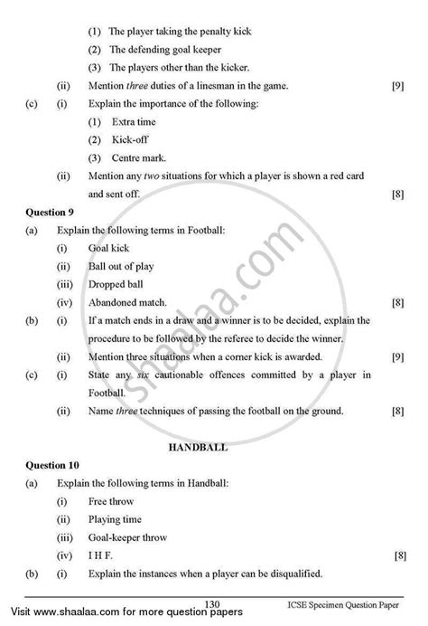 Physical Education 2012 2013 English Medium Icse Class 10 Question Paper With Pdf Download