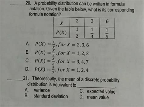 Solved 20 A Probability Distribution Can Be Written In Formula