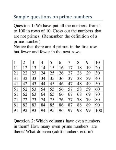 Sample Questions On Prime Numbers