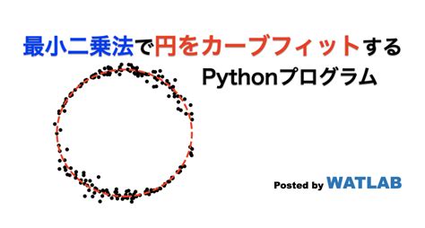 最小二乗法で円をカーブフィットするpythonプログラム Watlab 最小二乗法で円をカーブフィットするpythonプログラム Watlab