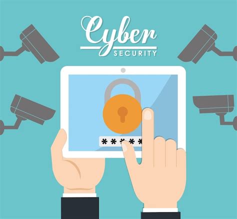 Premium Vector Tablet Cctv Padlock Cyber Security System Technology Icon