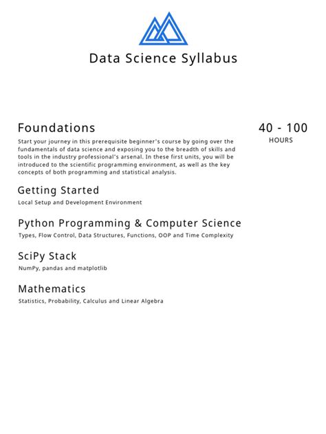 Data Science Syllabus Foundations 40 100 Download Free Pdf