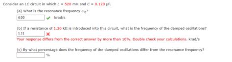 Solved onsider an LC circuit in which L mH and C μF Chegg